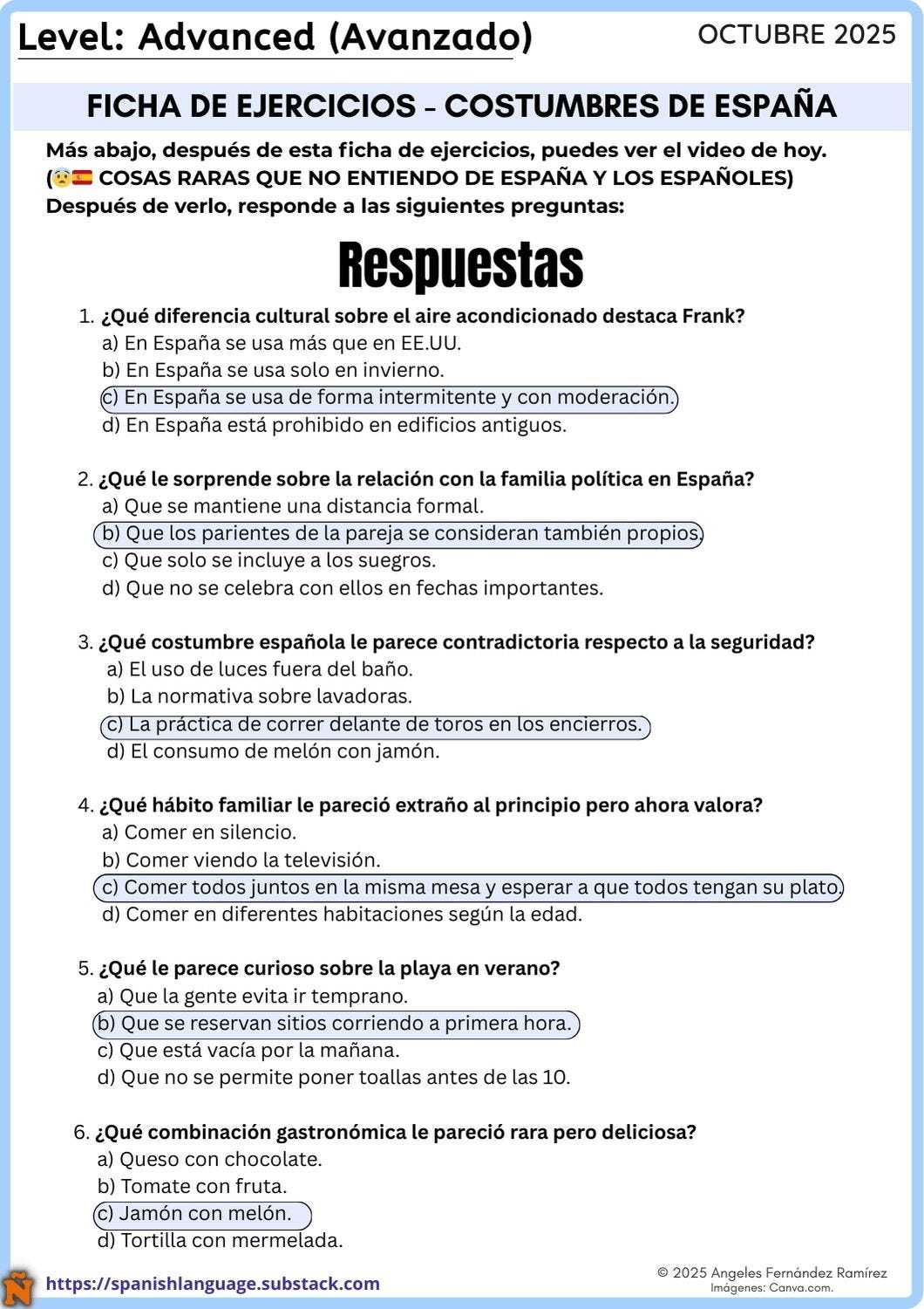 Spanish language activities for the weekend. (018 - October 2025)