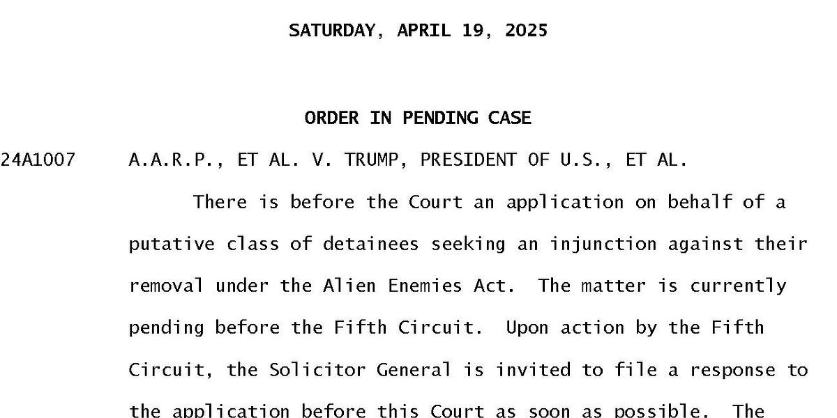 144. The Supreme Court's Late-Night Alien Enemy Act Intervention