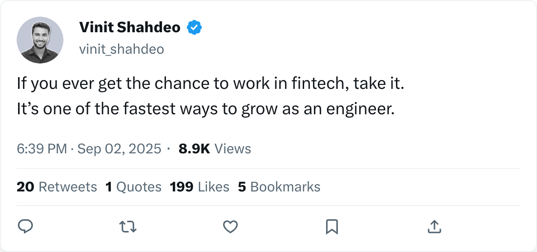 Why Fintech Made Me a Better Engineer - Vinit Shahdeo