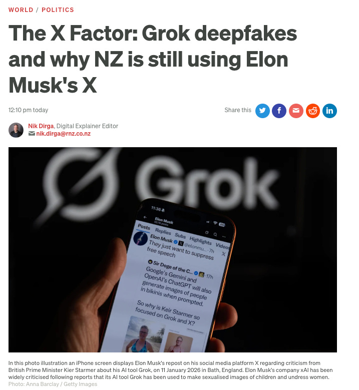 RNZ’s X/Grok political hit job is not a child-safety story – Point of Order