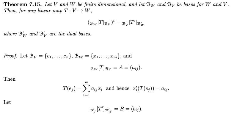 Dual map is transpose of original map in dual basis