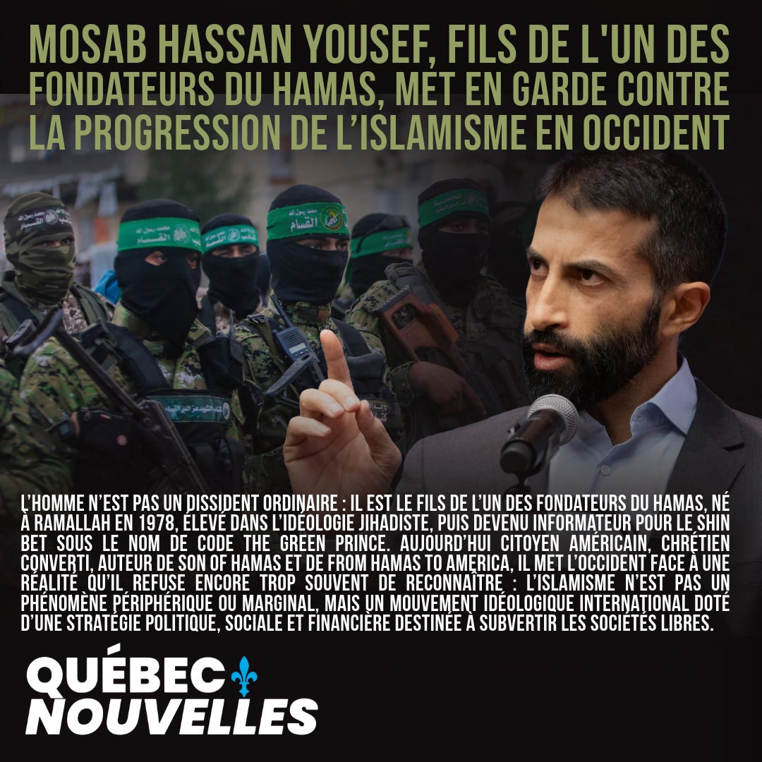 Mosab Hassan Yousef, fils de l’un des fondateurs du Hamas, met en garde ...