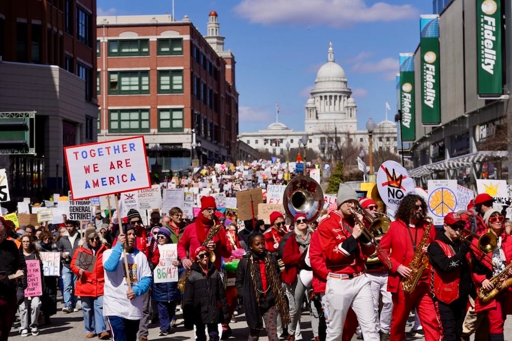 The third, and largest "No Kings" protest draws thousands to the Rhode ...