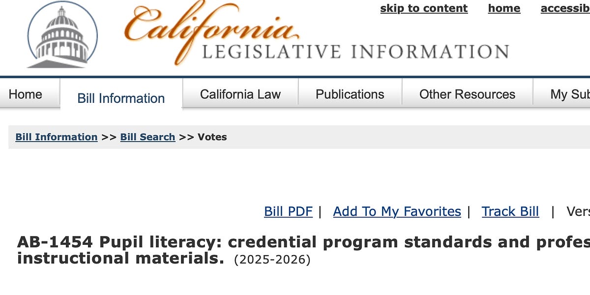 California's current reading legislation