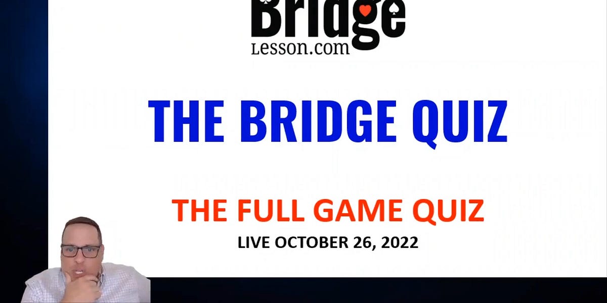 QUIZ: FULL GAME #2 - by Rob Barrington - BRIDGE TEACHER