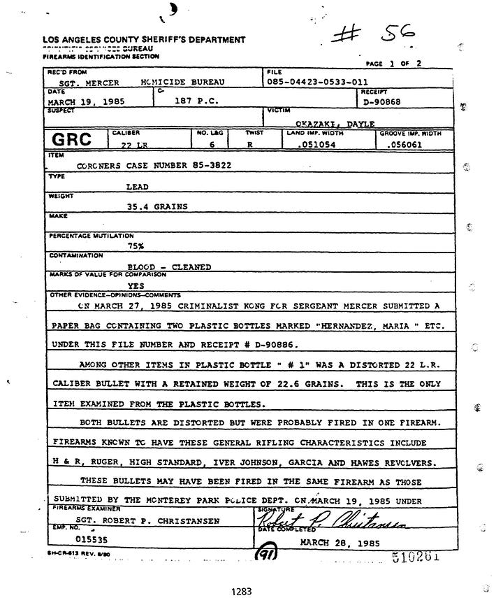 How Bullet Evidence Was Twisted to Link Richard Ramirez to Multiple Murders