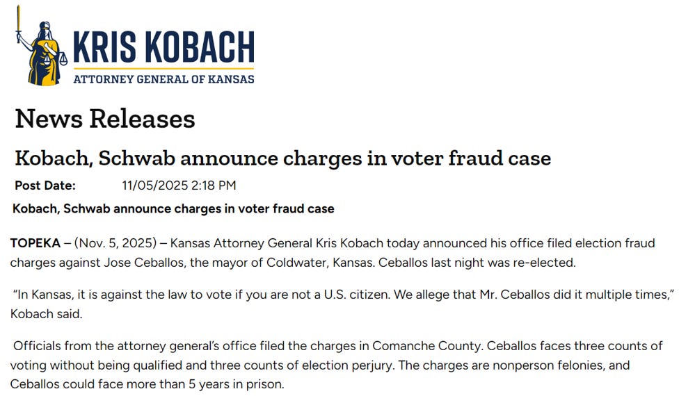 Coldwater Mayor Jose Ceballos charged with non-citizen voting in three ...