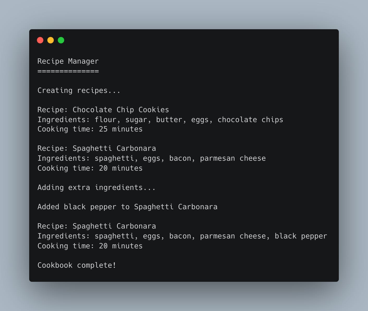 Build a Recipe Manager with Classes - by Ardit Sulce
