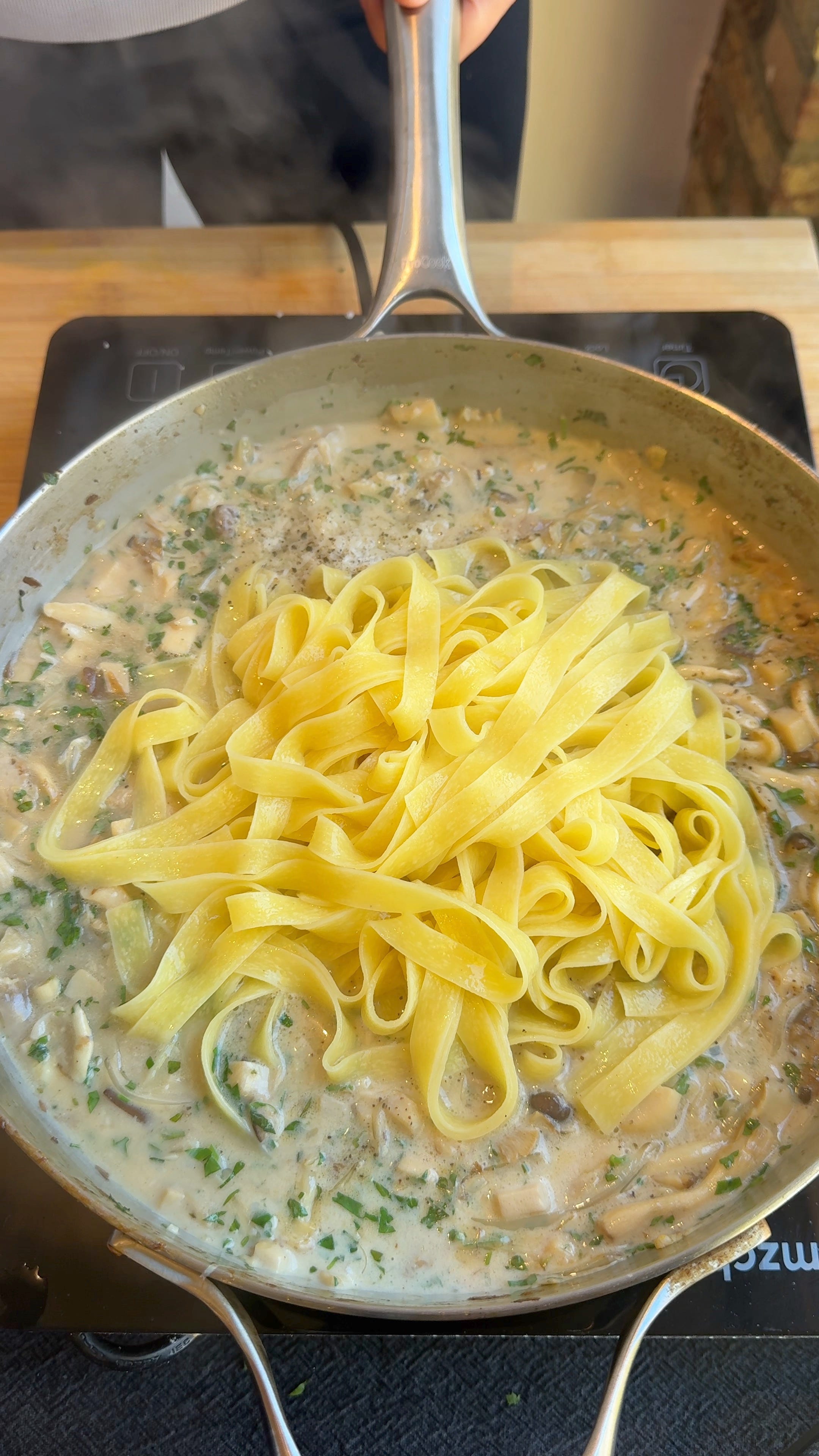 Creamy Herby Wild Mushroom Tagliatelle - Chef Anna Frazer