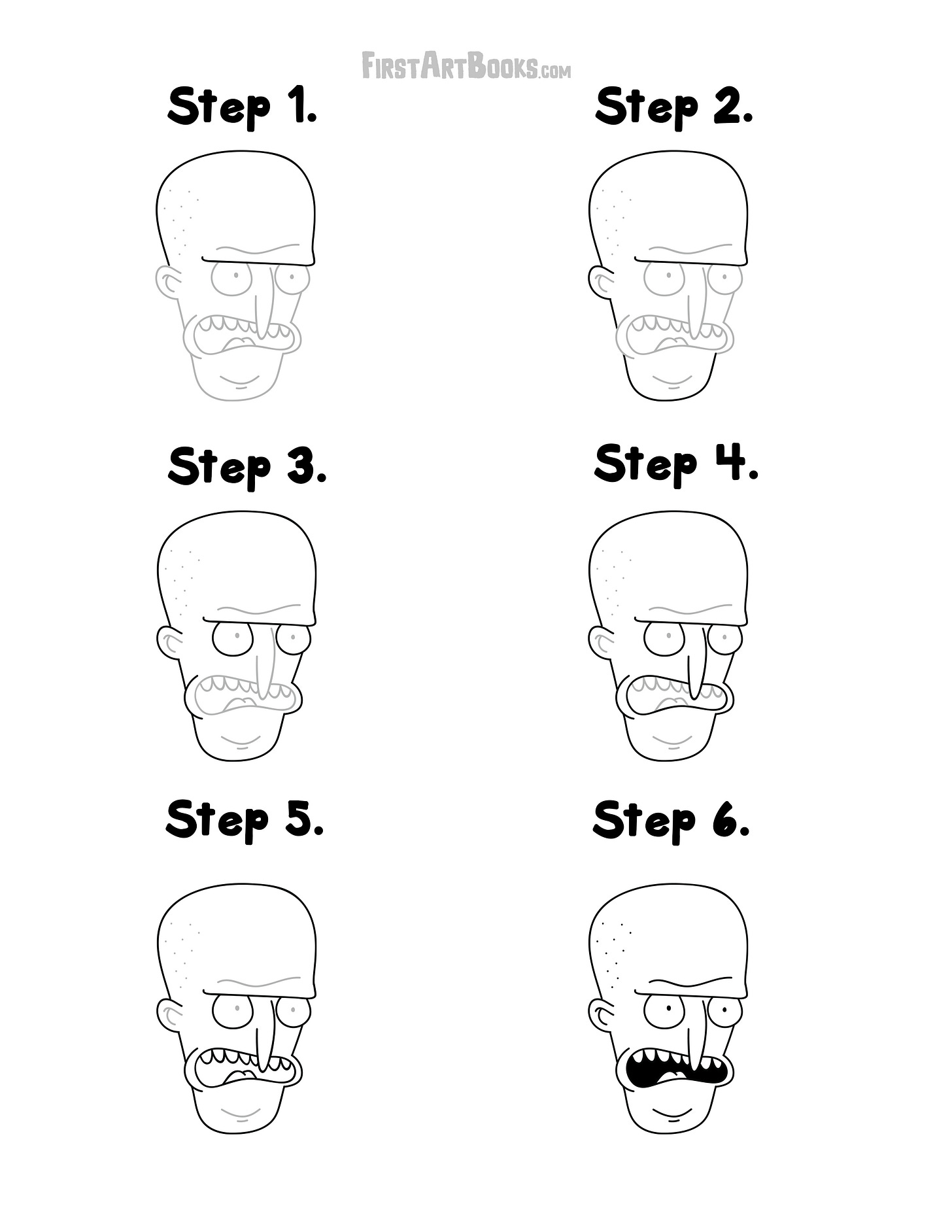 How To Draw An Angry Bald Man In 6 Easy Steps | Free Worksheet | Learn ...
