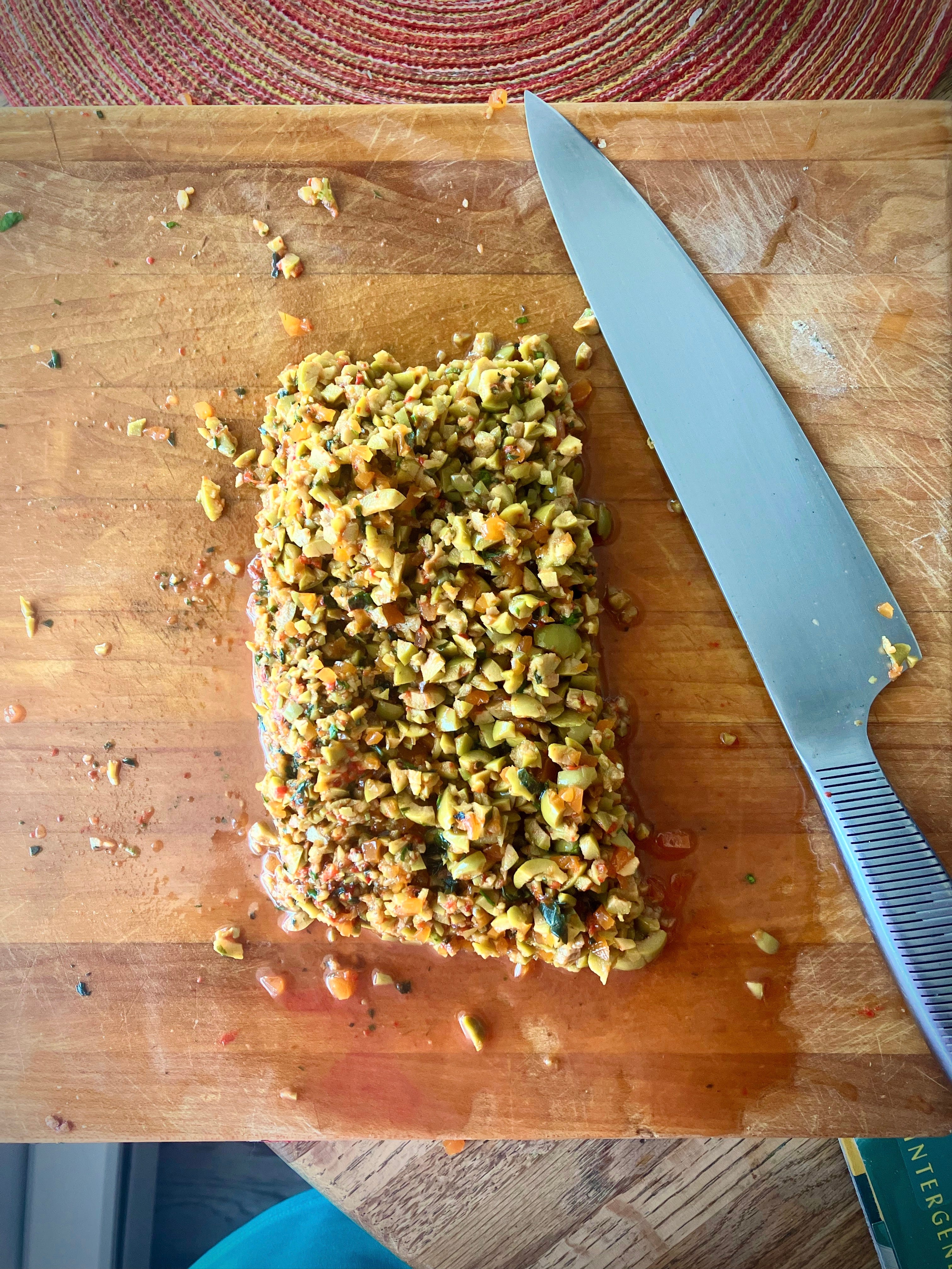 Green olive-red pepper relish - by Shauna James Ahern