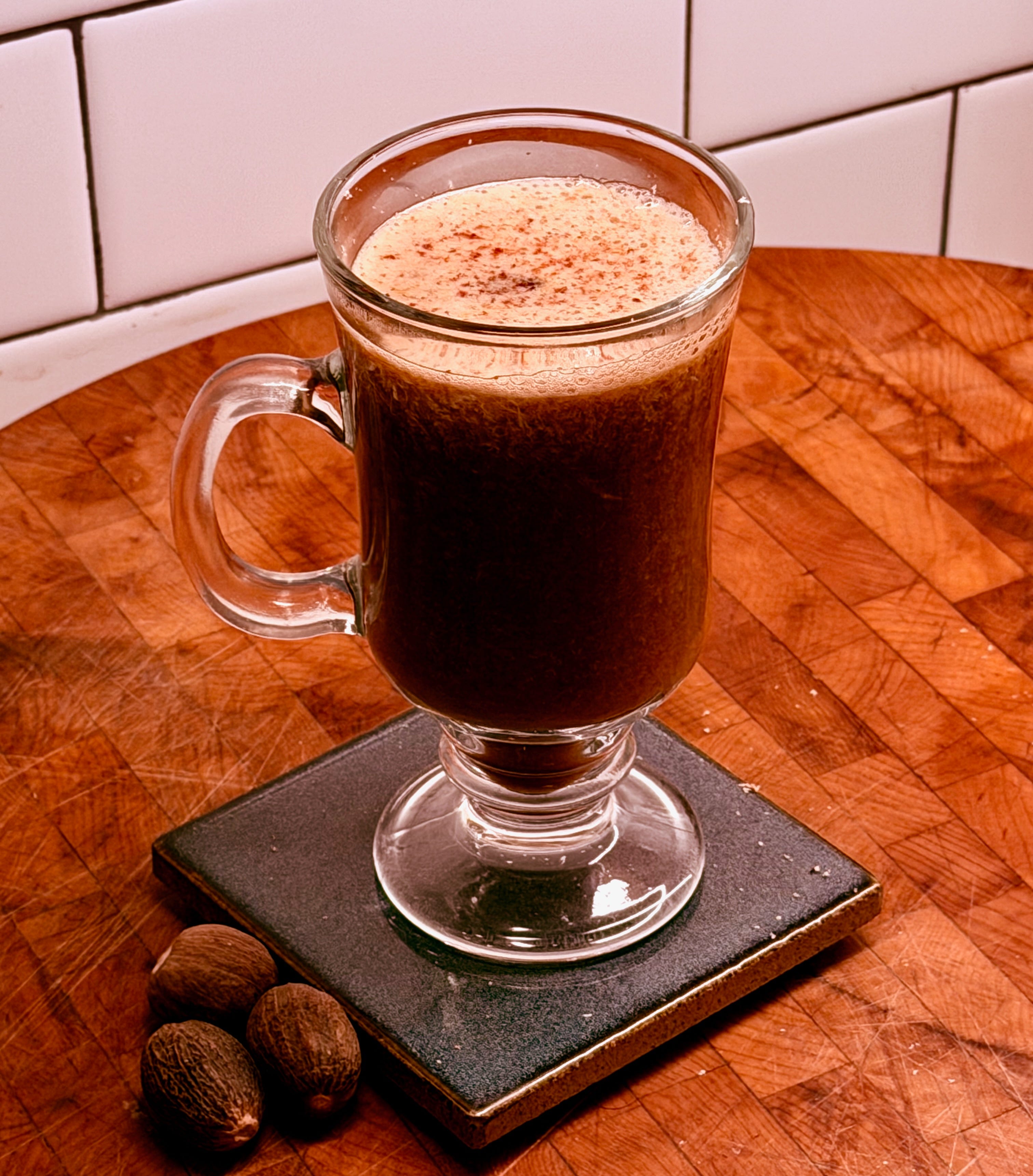Hot Guinness, Egg, and Whiskey. Happy Holidays!