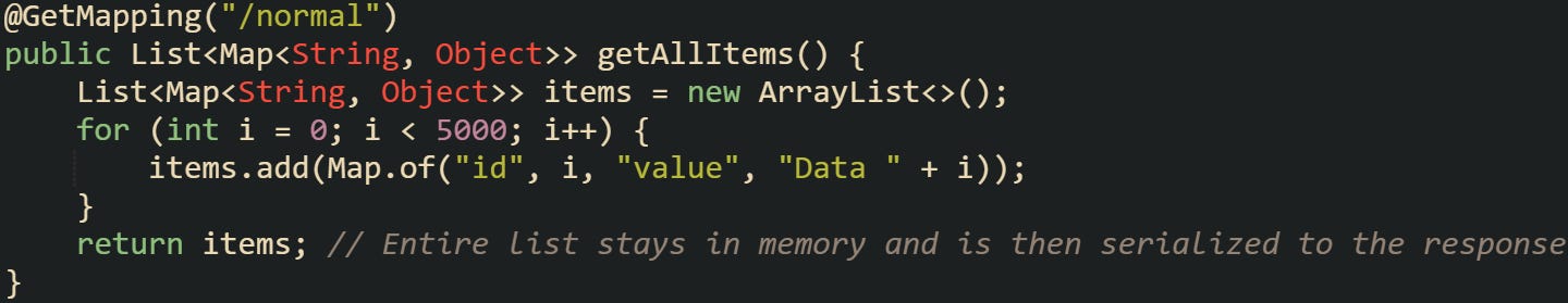 Streaming JSON Output in Spring Boot for Large Responses