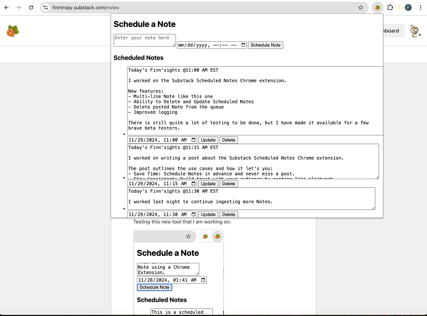 How To Schedule Notes on Substack - by Finn Tropy