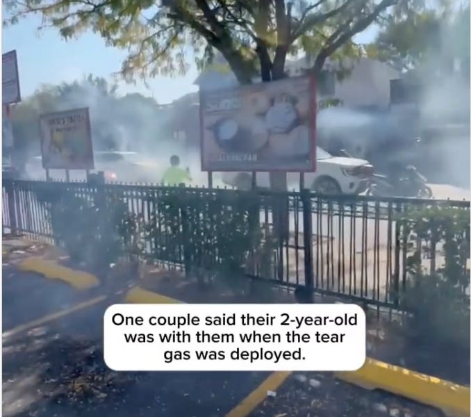 Family Tear-Gassed Walking Home from Child's Preschool