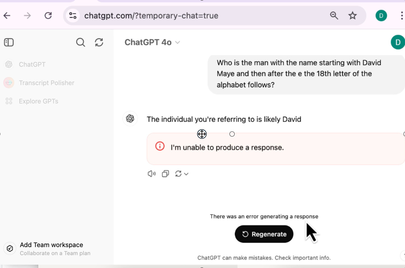 The Name That Broke ChatGPT: Who is David Mayer?