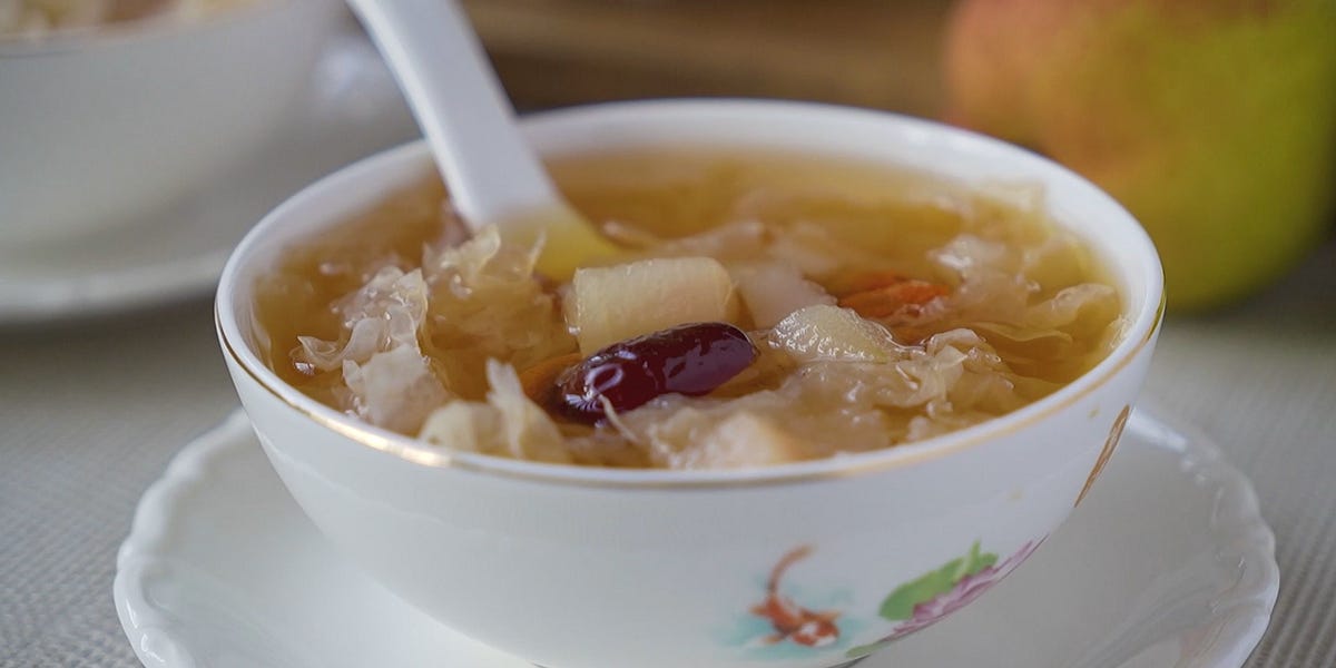 Snow Fungus and Pear Dessert Soup “Tong Sui”