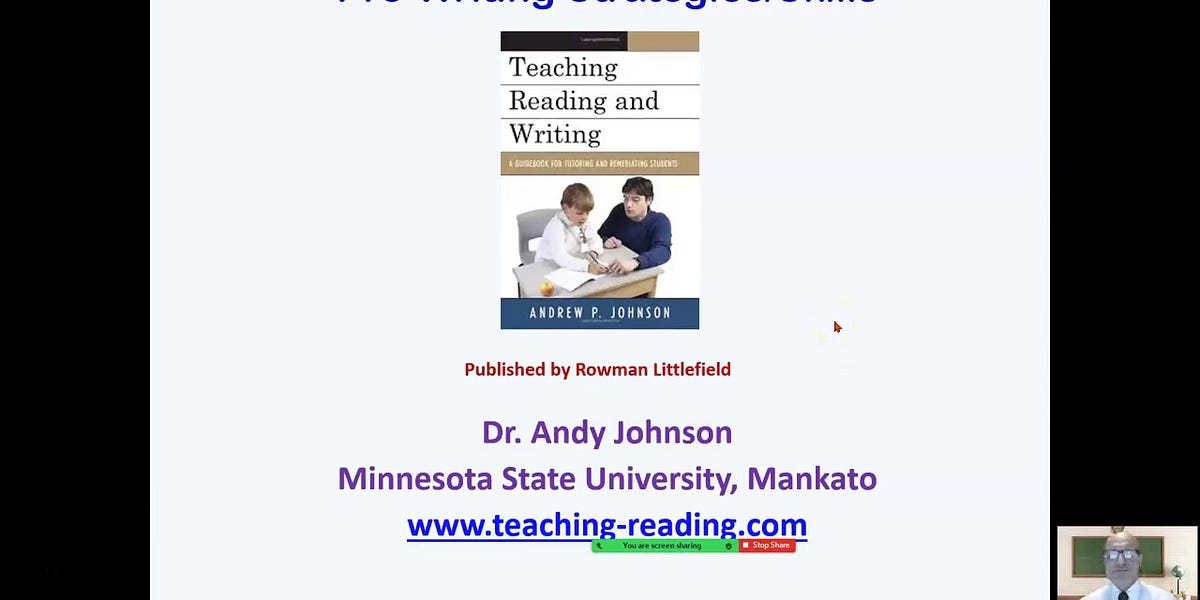 Teaching Pre-Writing Strategies - by Dr. Andy Johnson