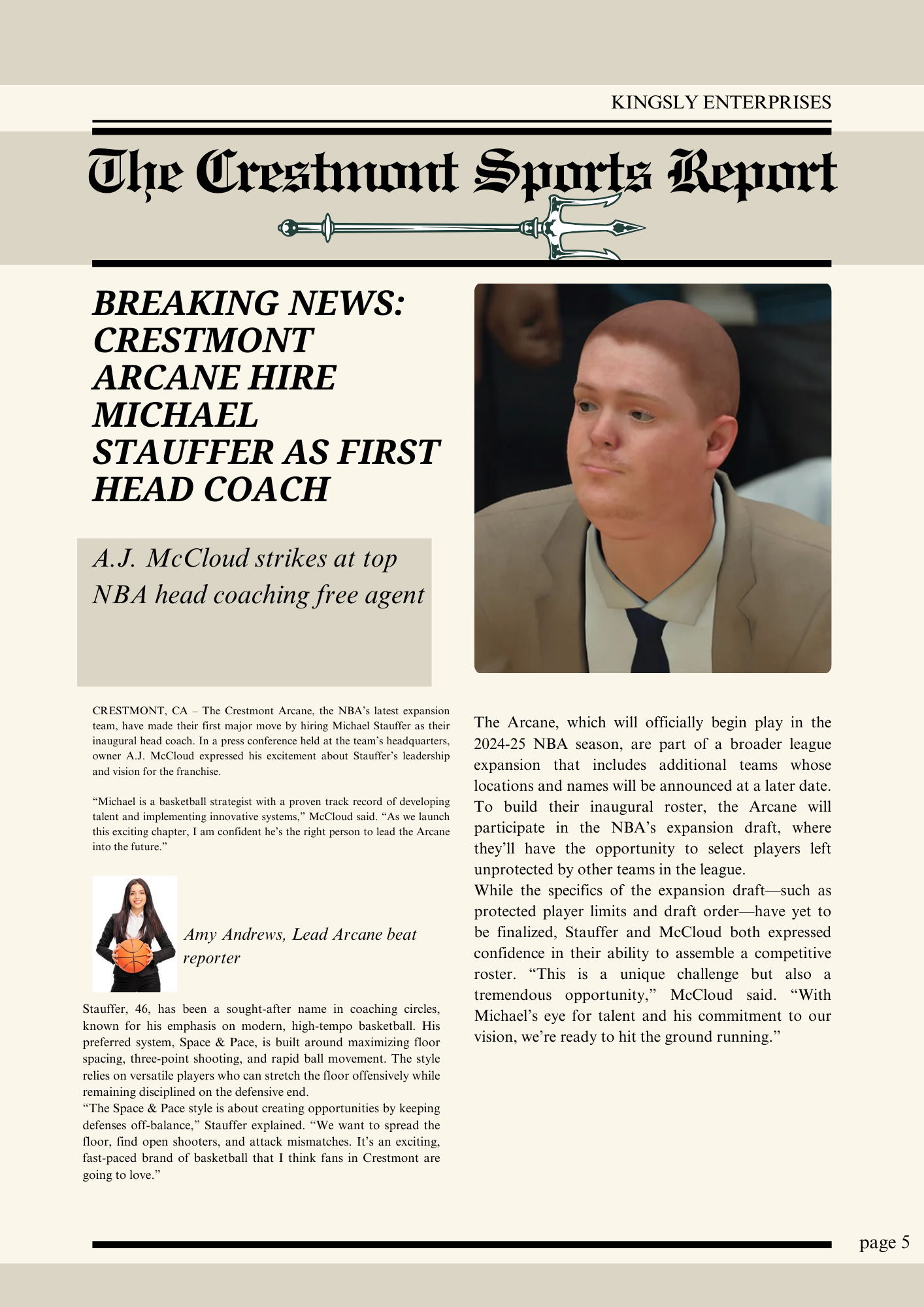 Breaking News: Crestmont Arcane Hire Michael Stauffer as First Head Coach