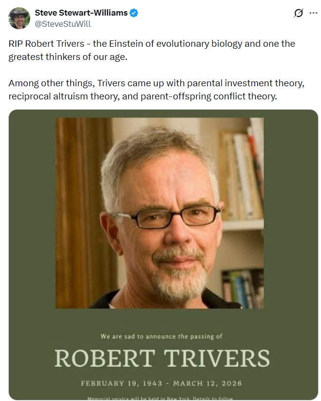 The fascinating insights of Robert Trivers - by Lionel Page