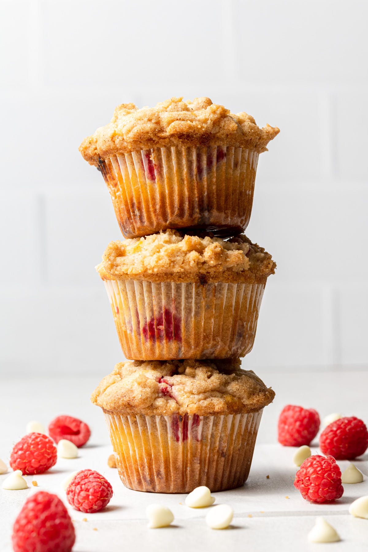 Fluffy Raspberry White Chocolate Muffins