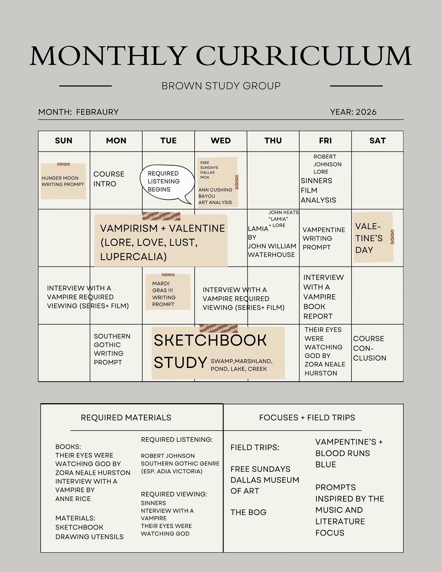 February Curriculum (2026) | Full Course Intro + Required Materials
