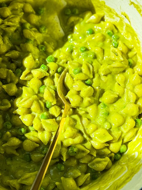 a brothy one-pot pasta & peas - by Meryl Feinstein