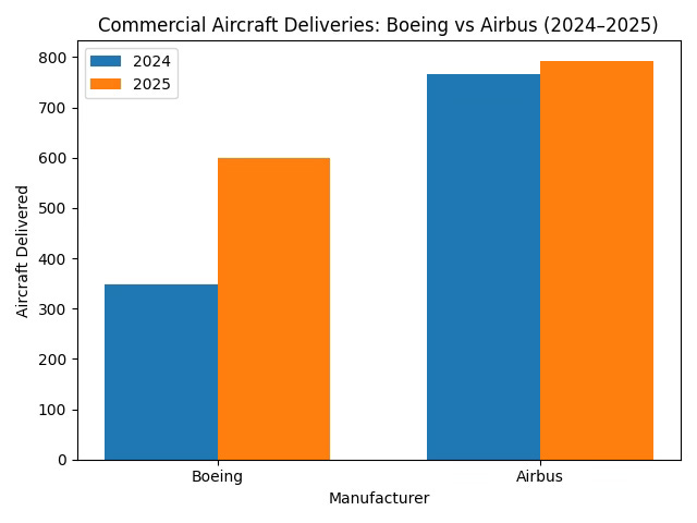 Airbus Still Leads on Deliveries in 2025 as Boeing Posts Its Strongest ...