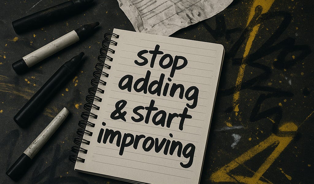 stop adding & start improving - by Caiti Wade