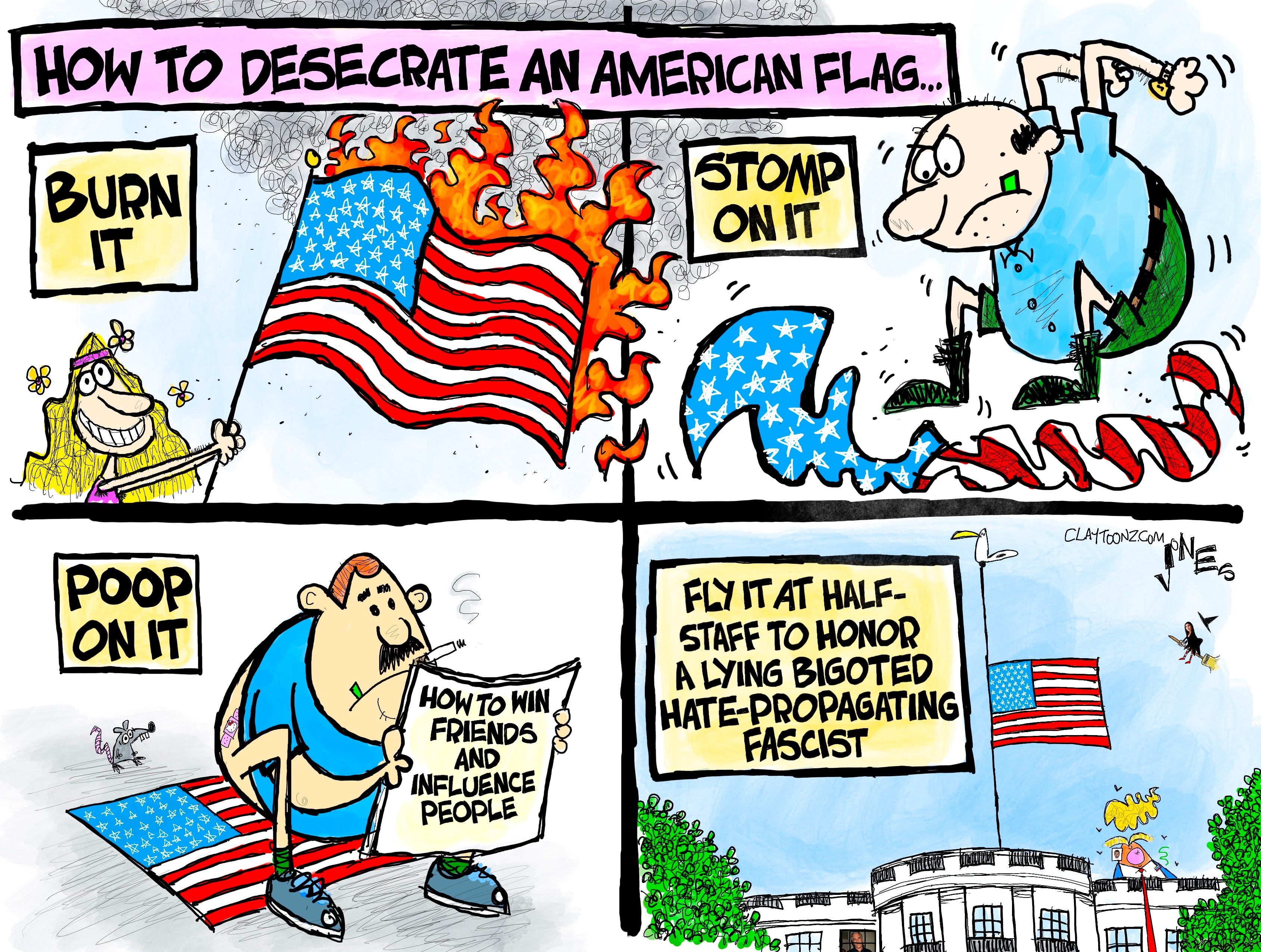 How To Desecrate An American Flag - by Clay Jones
