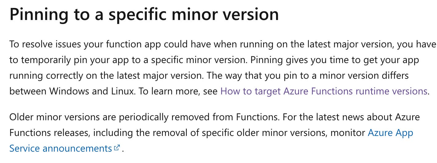 Azure functions runtime versions - by Axldpi