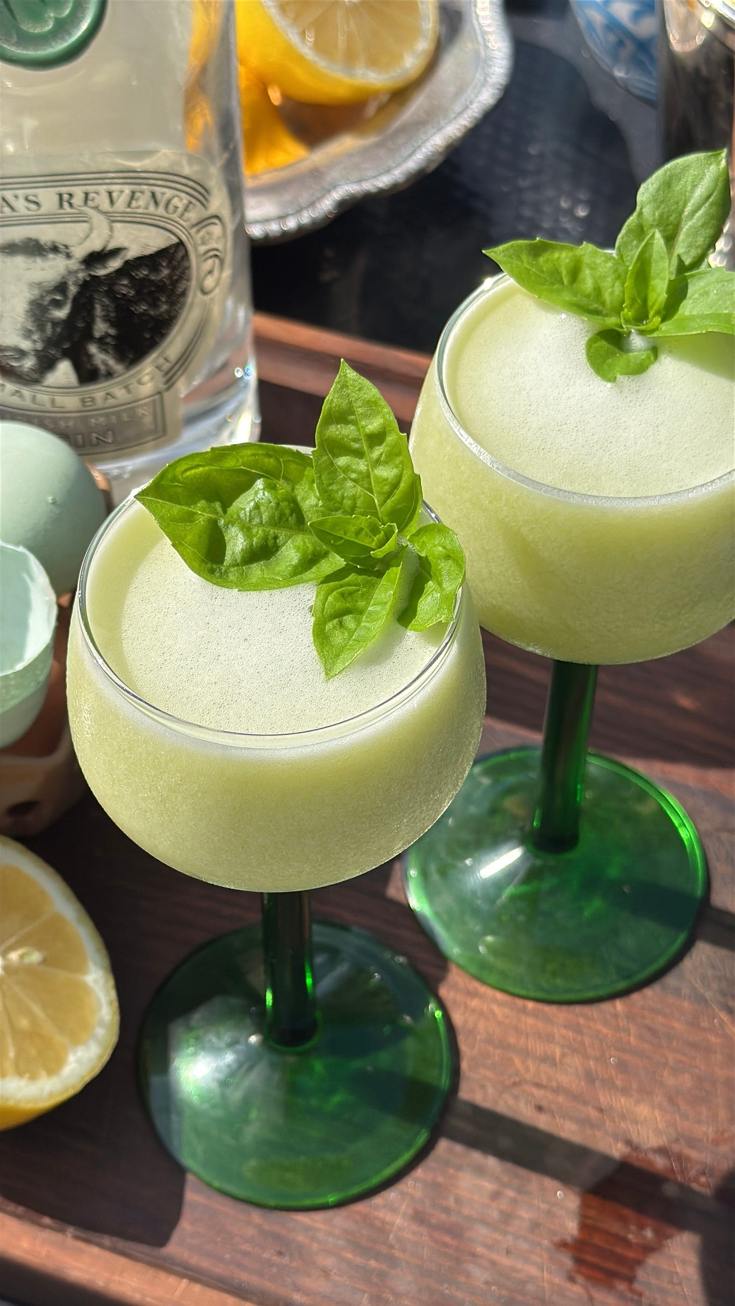 Gin Basil Sour + Basil Simple Syrup - by Julianna McIntosh