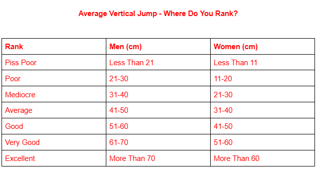 Average Vertical Jump Guide For Both Males and Females