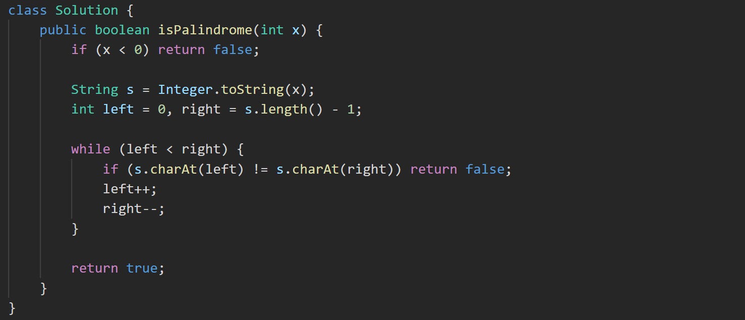 LeetCode #9: Palindrome Number — Solved in Java