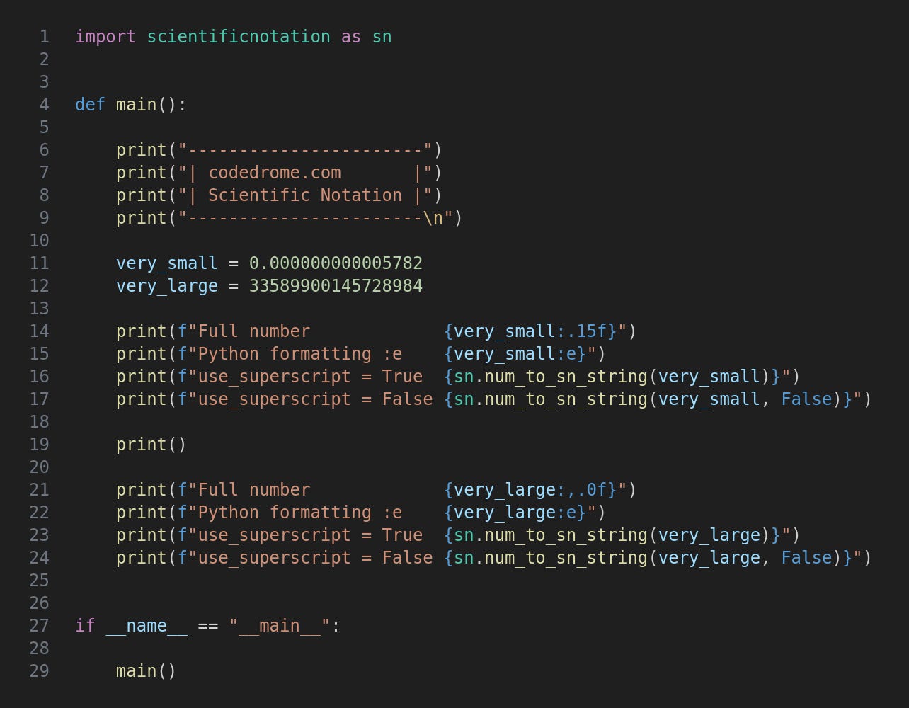 Scientific Notation in Python - by Chris Webb - CodeDrome
