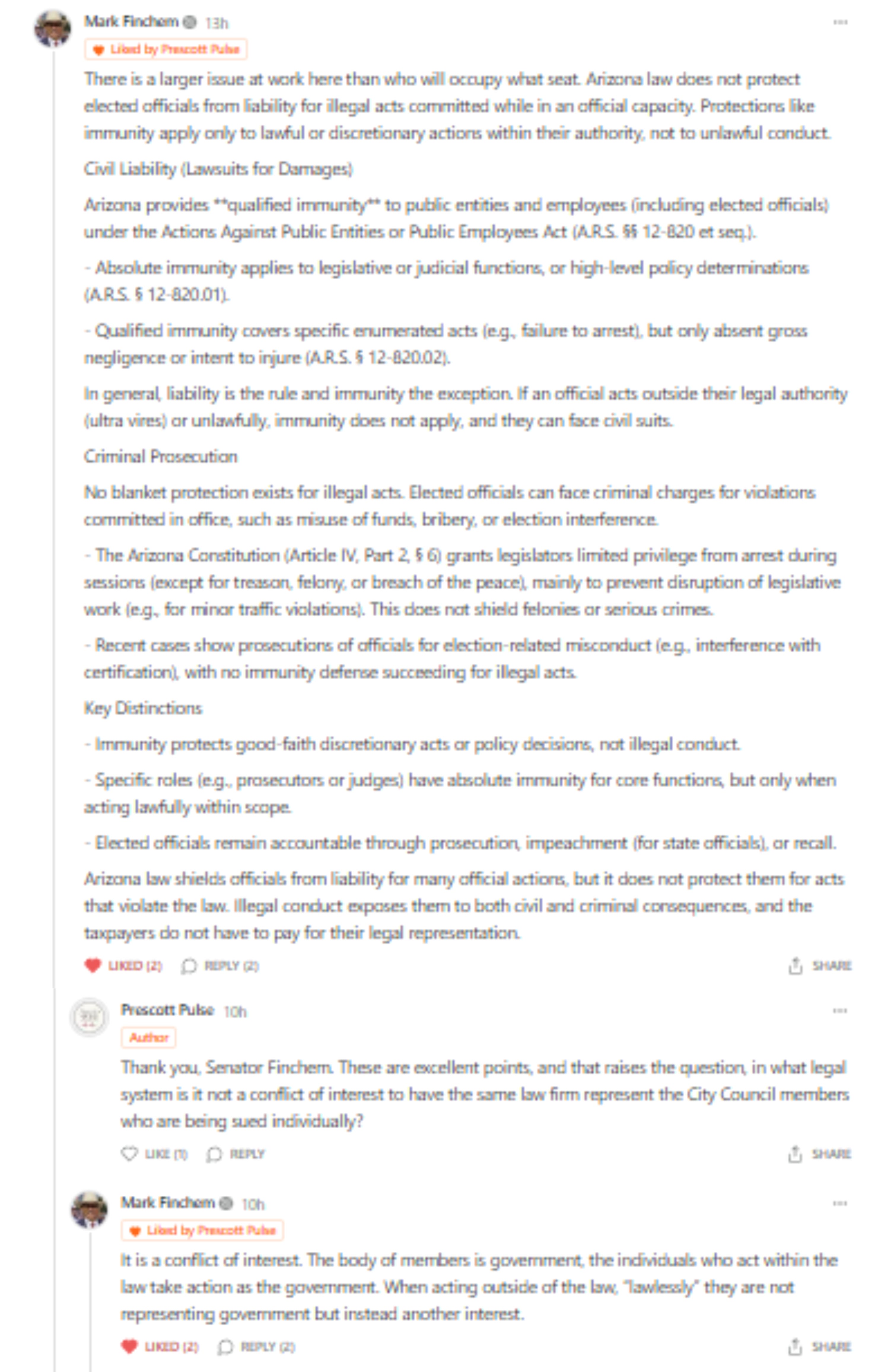 Senator Mark Finchem Adds Great Points to Our Latest Article