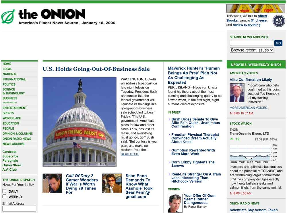 Reviewing The Onion's website: Jan. 18-24, 2006