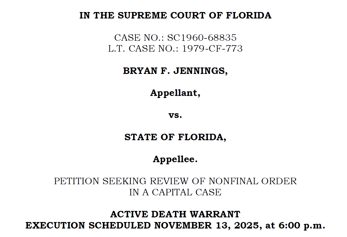 JENNINGS WARRANT: Pending review of Nonfinal Order