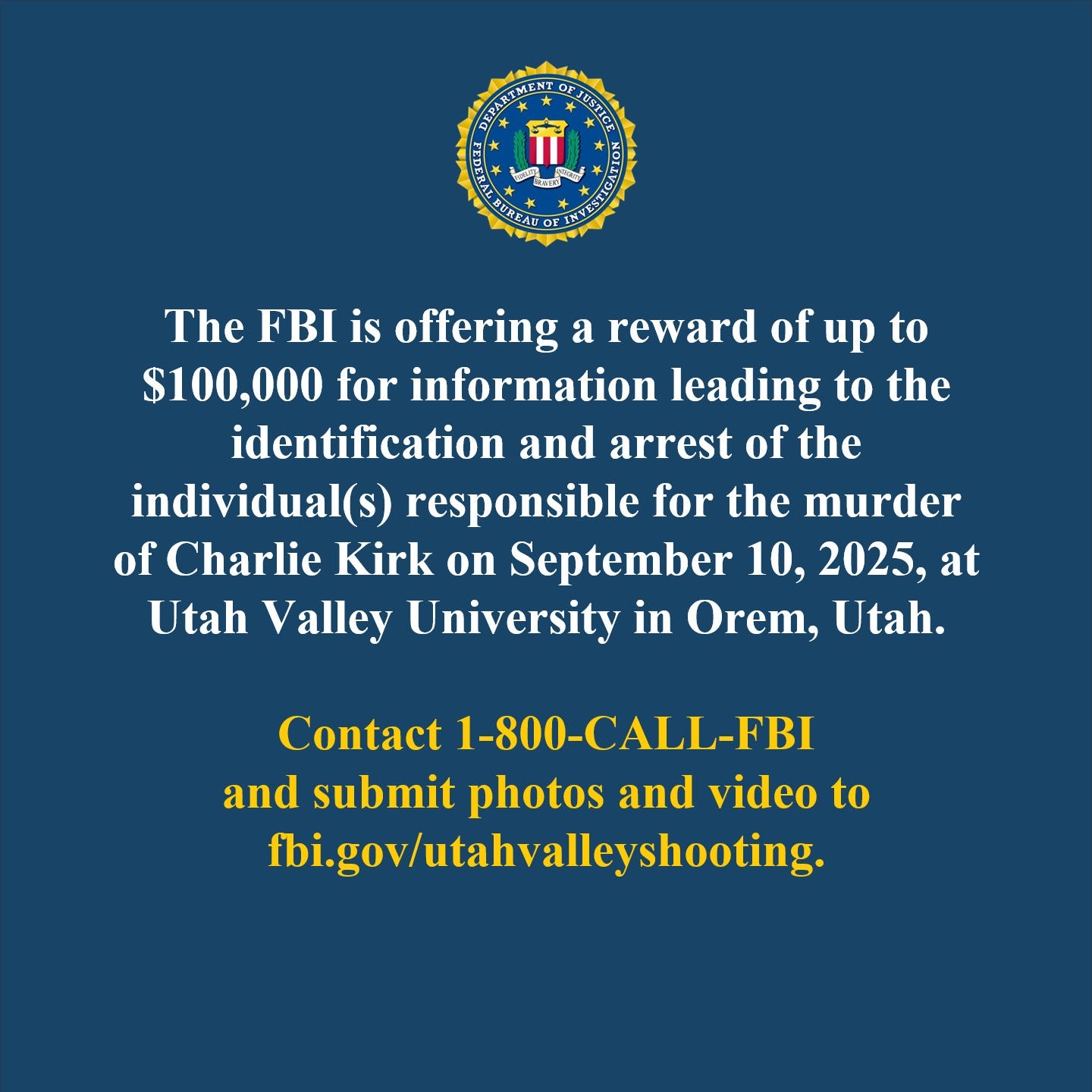FBI Investigation into Fatal Shooting of Charlie Kirk at Utah Valley ...