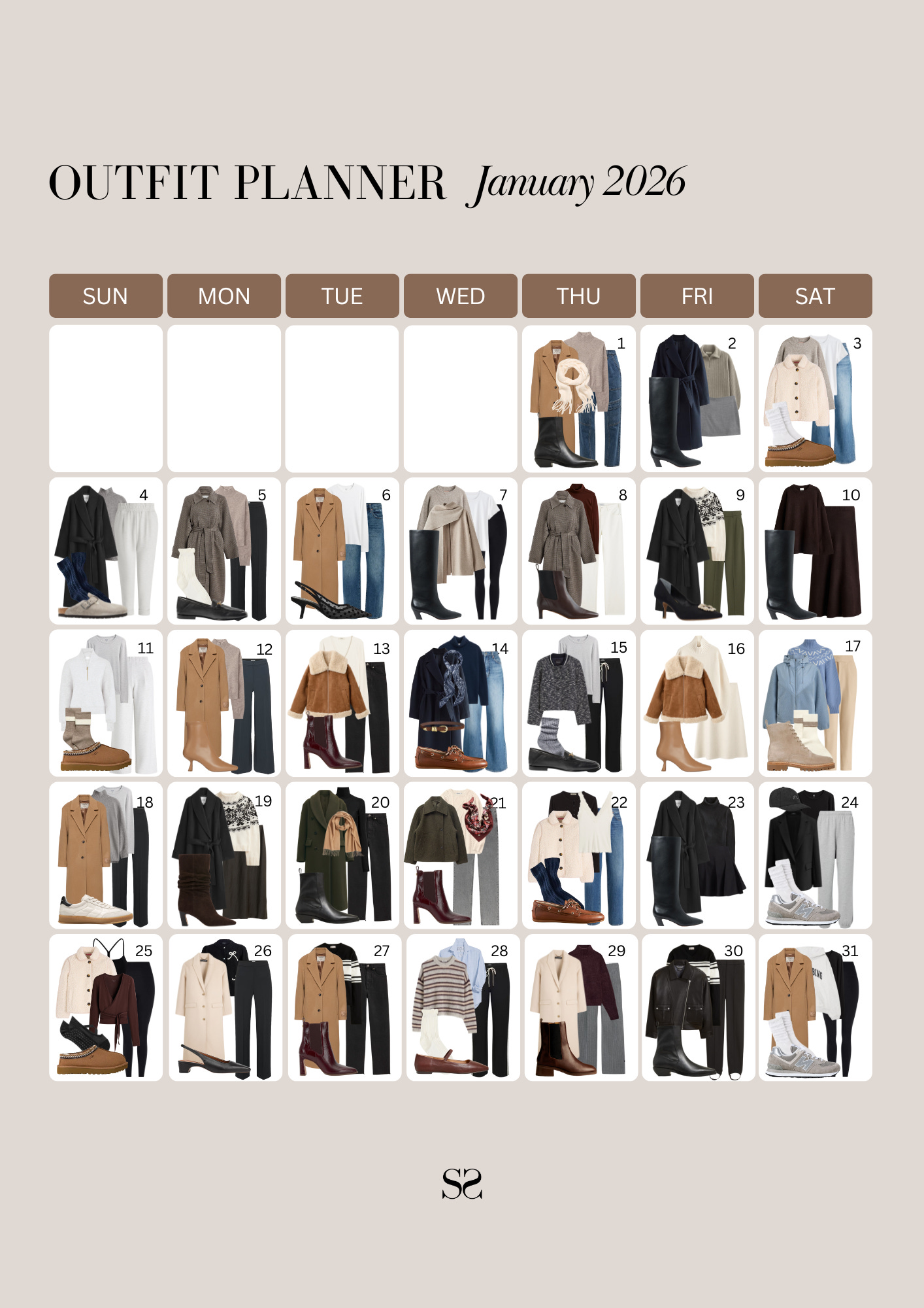 January Outfit Planner - by Sarah Hancock