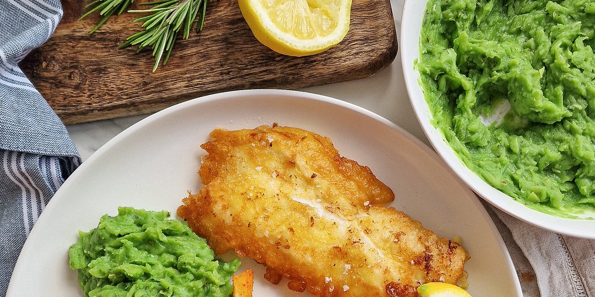 Prosecco Battered Fish & Cheat's Mushy Peas