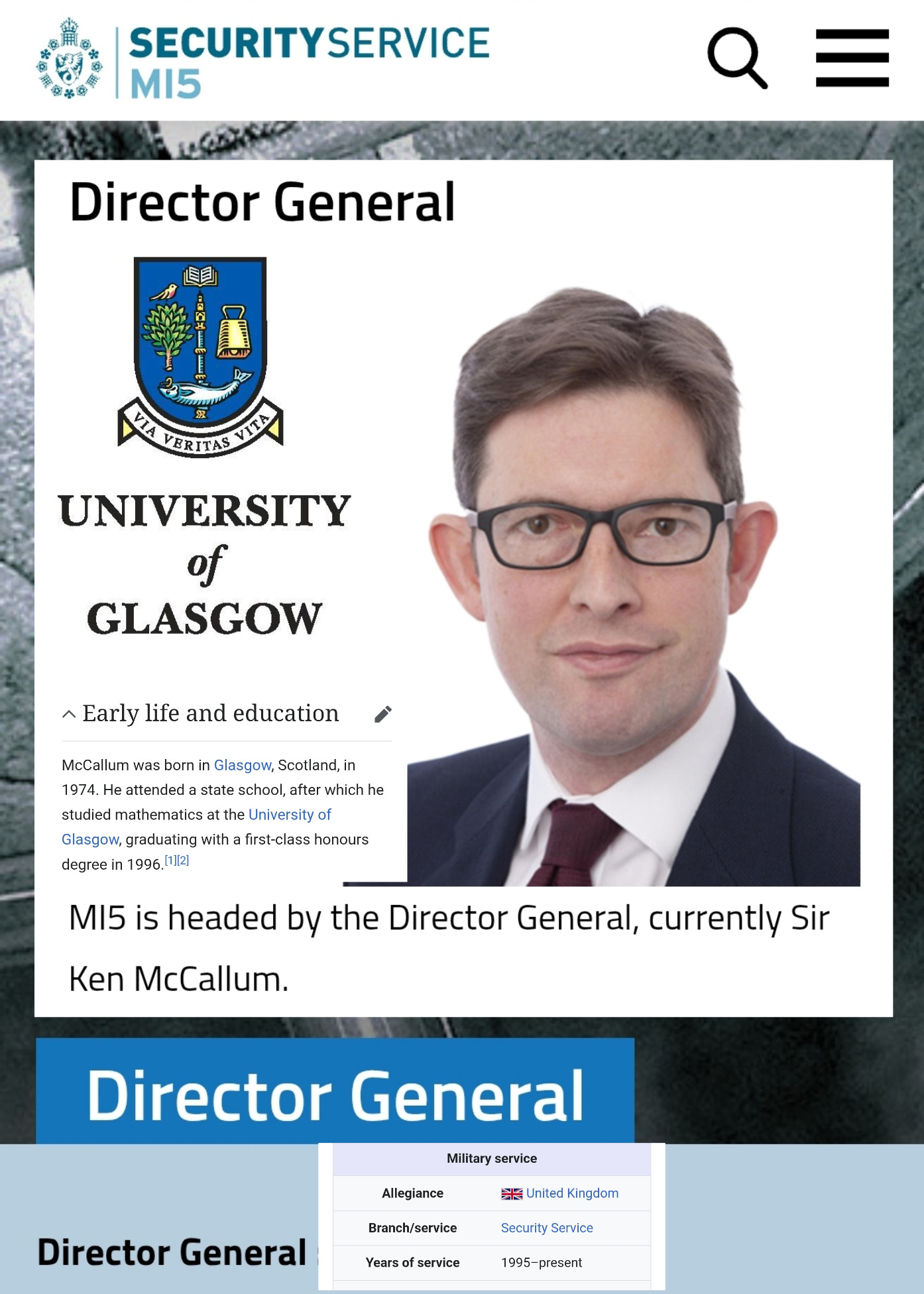SIR KEN McCALLUM - Director General MI5