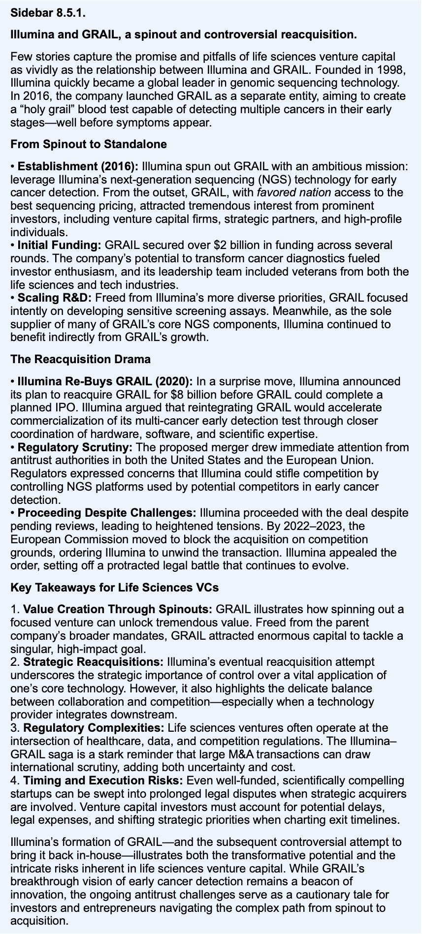 Venture Capital for Life Scientists, Chapter 8