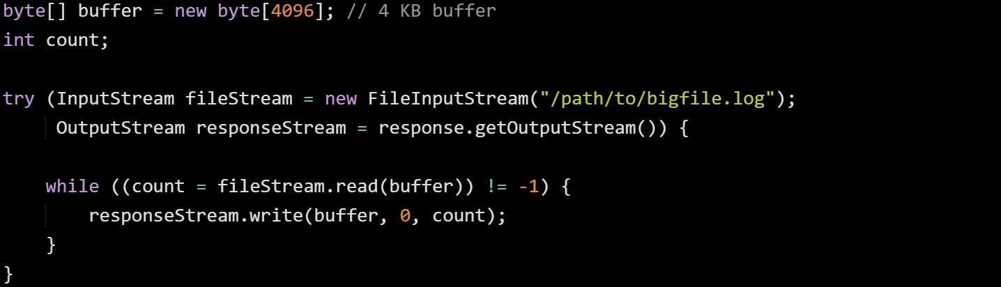 File Streaming in Spring Boot Without Holding Memory