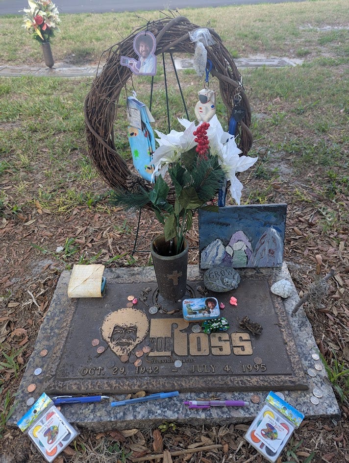 The Headstone of Bob Ross - by Botanicals, Burials, Books