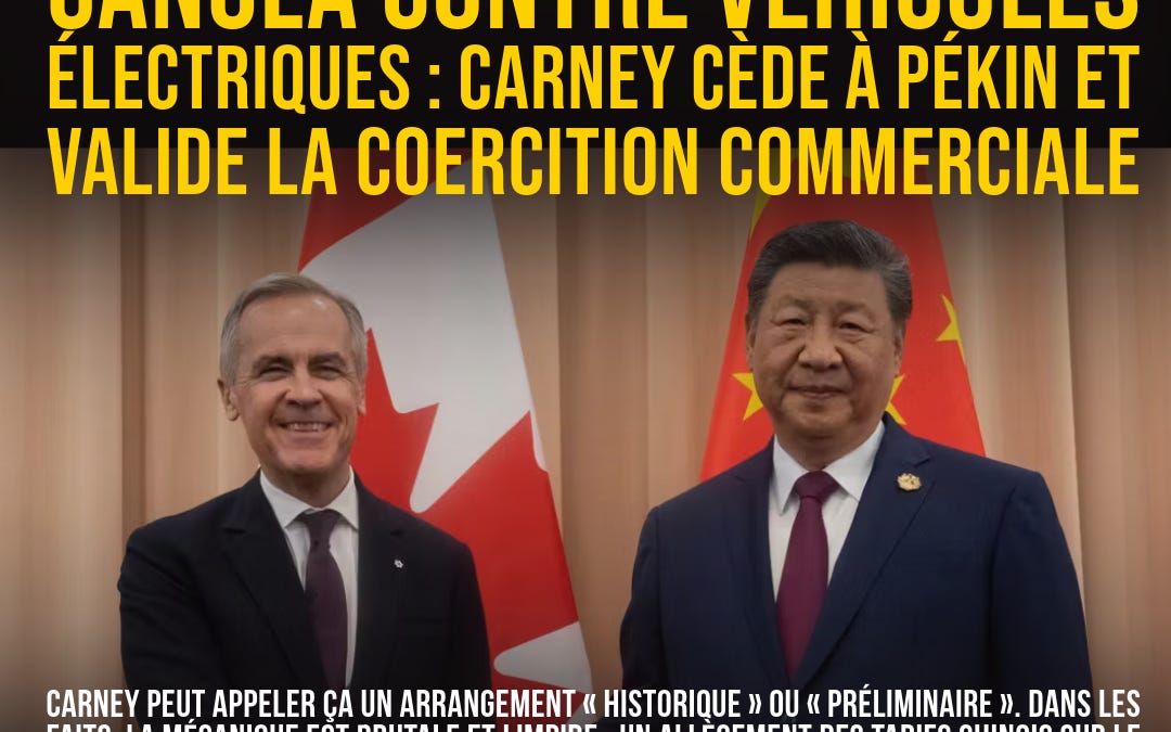 Canola contre véhicules électriques : Carney cède à Pékin et valide la ...