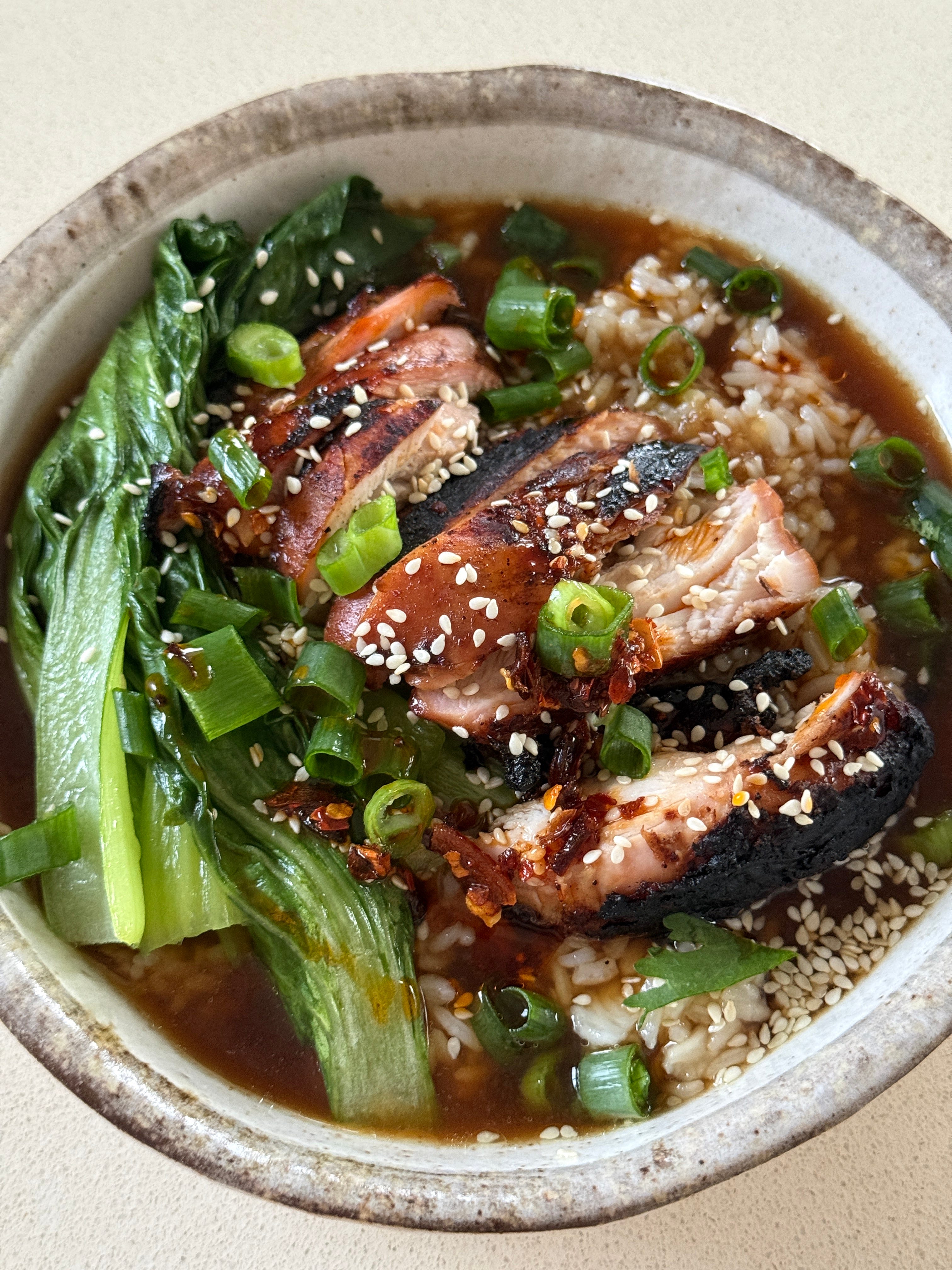 miso chicken in ginger bone broth