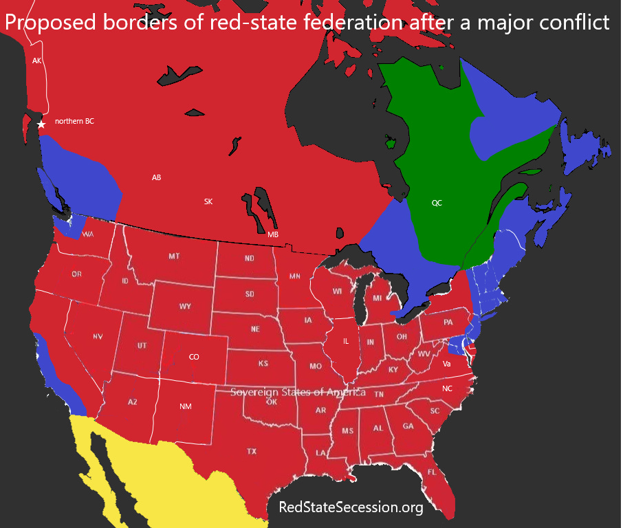 What borders should a red-state federation choose after a civil war?