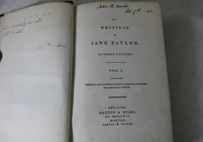 19th Century British Poet: Jane Taylor