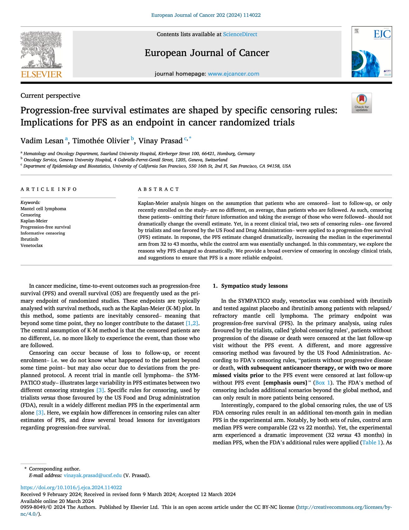 FDA's censoring rules doubled the PFS difference, how is this possible?